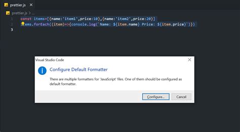 using prettier with vscode to write javascript
