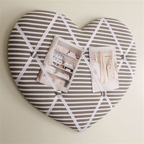 Striped Heart Memo Board Grey Bliss And Bloom