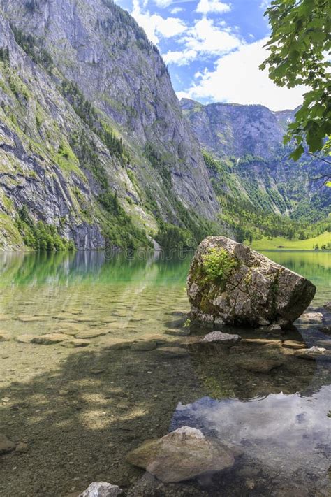 Jezioro Obersee W Parku Narodowym Berchtesgaden Zdjęcie Stock Obraz
