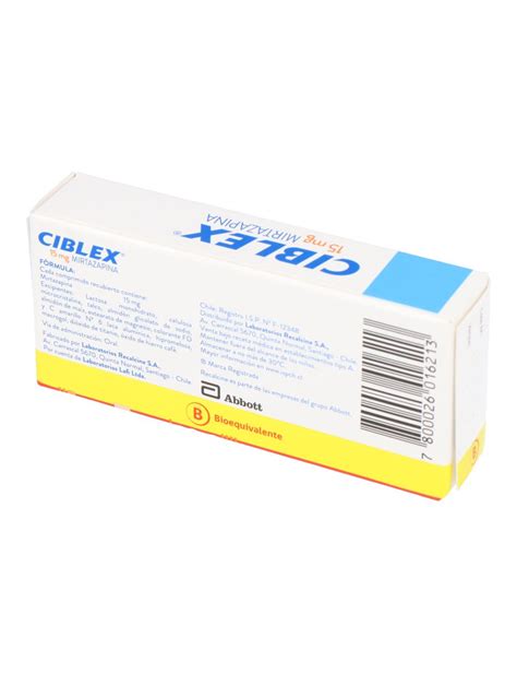 CIBLEX 15MG X 30 COMPRIMIDOS MIRTAZAPINA BIOEQUIVALENTE LABORATORIO