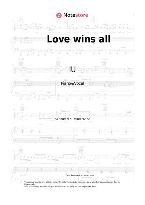 Love Wins All Piano Sheet Music And Voice IU In Note Store Piano