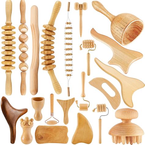 Amazon 21 Pcs Wood Therapy Tools Wooden Massage Tool Set Wood