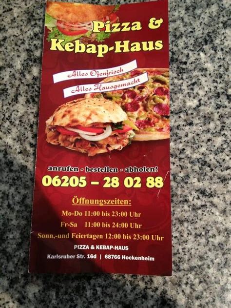 Speisekarte Von Pizza Kebap Haus Hockenheim