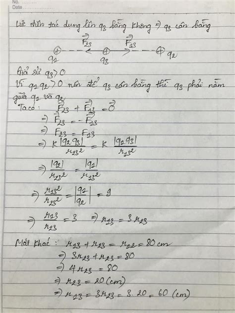 Cho hệ ba điện tích cô lập q1 q2 q3 nằm trên cùng một đường thẳng