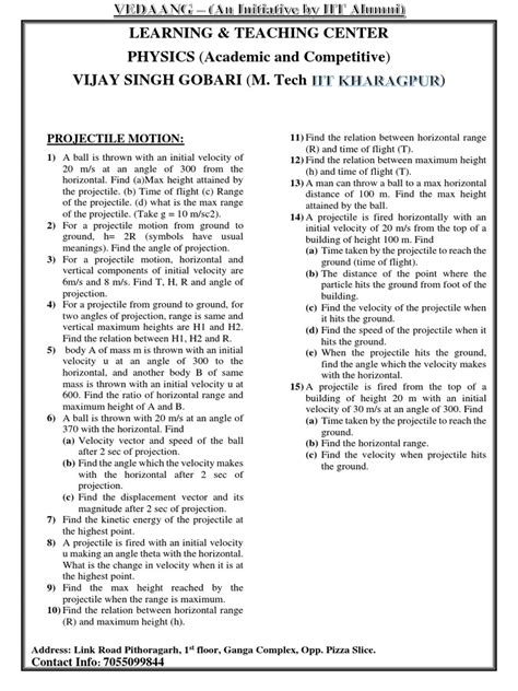 projectile motion pdf projectiles velocity