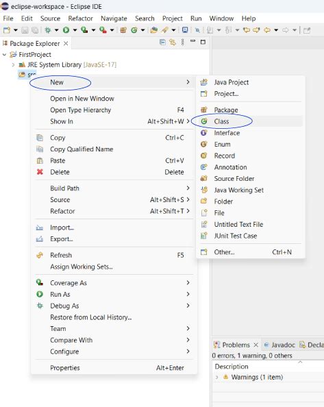 how to create java class in eclipse