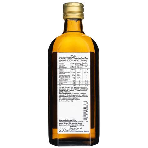 Olvita Olej z orzechów macadamia zimnotłoczony nieoczyszczony 250 ml