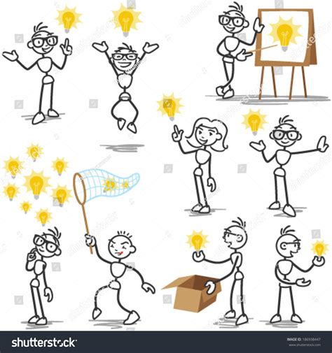Set Vector Stick Figures Stick Man Stock Vector Royalty Free