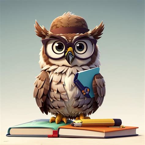 Lindo búho escribiendo en un libro con pluma icono vectorial de dibujos