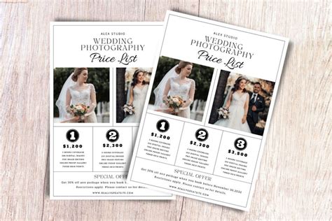 Wedding Photography Price List Template