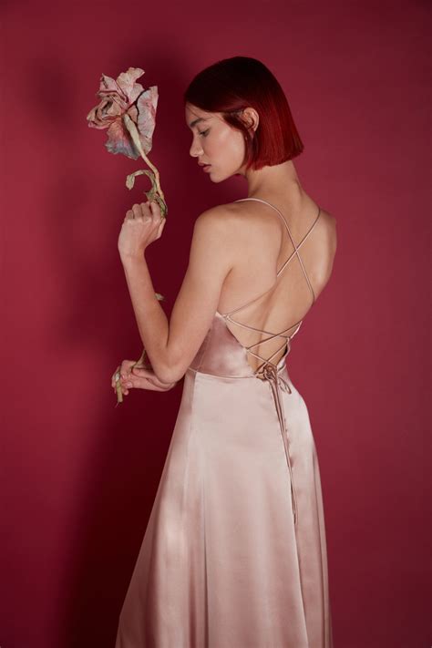Astrid Rose Gold Floor Length Backless Dress By Halfpenny London