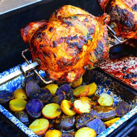 Rotisserie Peruvian Chicken Pollo A La Brasa With Drip Pan Purple