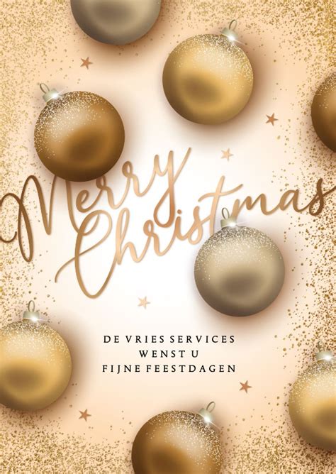 Kerstkaart Zakelijk Gouden Kerstballen Kaartje2go