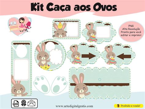 KIT CAÇA AOS OVOS EM ALTA RESOLUÇÃO EDITÁVEL Arte Digital Grátis