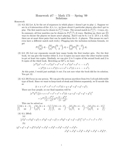 exercise s solutions to basic combinatorial theory math 173 docsity