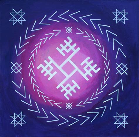 Traditional Latvian Folk Symbols On Deep Purple Acrylic On Canvas