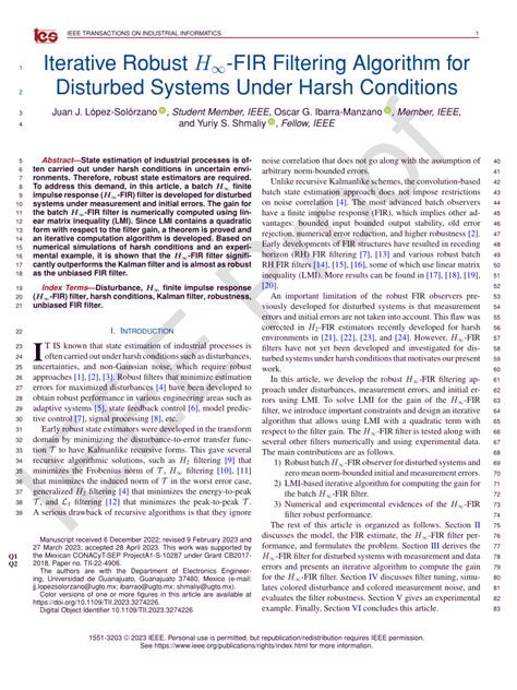 pdf iterative robust h infty fir filtering algorithm for disturbed systems under harsh