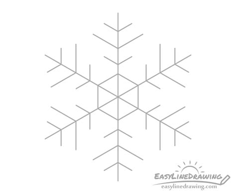 How To Draw A Snowflake Step By Step Easylinedrawing