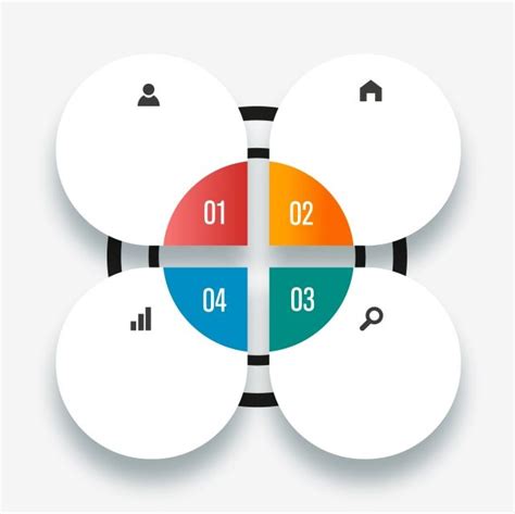 Four Circles With Numbers And Arrows In The Middle On Top Of Each