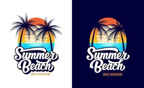 Plantilla De Logotipo De Playa De Verano Vector Premium