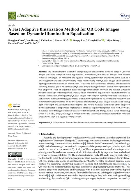pdf a fast adaptive binarization method for qr code images based on dynamic illumination