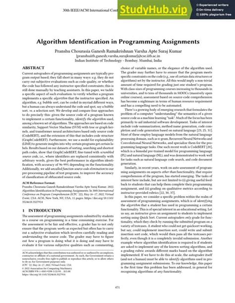algorithm identification in programming assignments pdf
