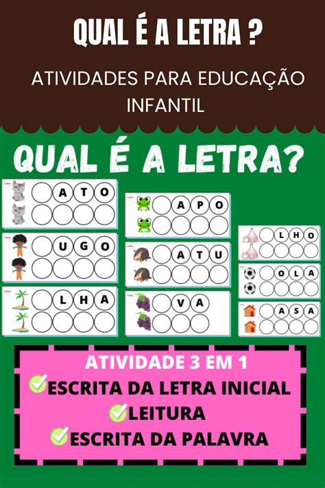 Atividades infantil Qual é a letra Recurso Pedagógico 3 em 1 Letra