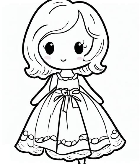 Coloriage Jolie Fille en Robe télécharger et imprimer gratuit sur