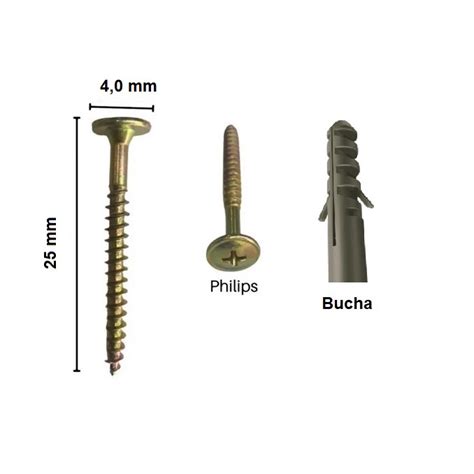 Caixa 10 Parafusos Bicromatizado Philips 4 0 X 25 Bucha Jomarca