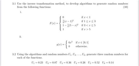 solved 3 1 use the inverse transformation method to develop