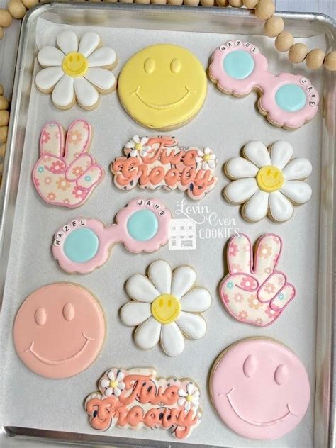 This Listing Is For On Dozen 12 TWO GROOVY THEMED DECORATED SUGAR
