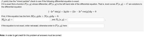 solved 1 point use the mixed partials check to see if