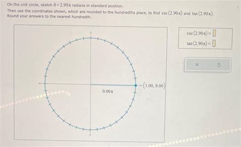 Solved On the unit circle sketch θ 2 90π radians in Chegg
