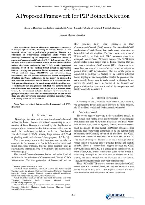 pdf a proposed framework for p2p botnet detection azizah abdul manaf