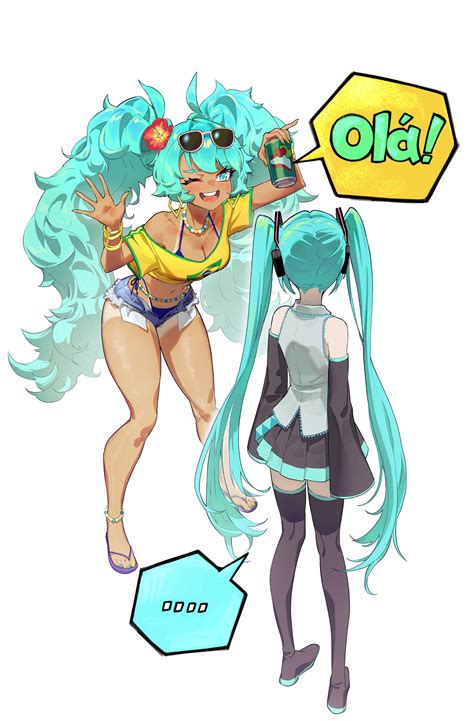 Hatsune Miku And Brazilian Miku Vocaloid Drawn By Ghdwid Danbooru