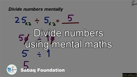 divide numbers using mental maths math lecture sabaq pk youtube