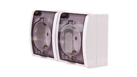 Simon Aquarius Gniazdo hermetyczne podwójne z u Schuko IP54 z klapką