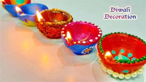 Quick And Very Easy Diya Decoration Ideas For Diwali Youtube