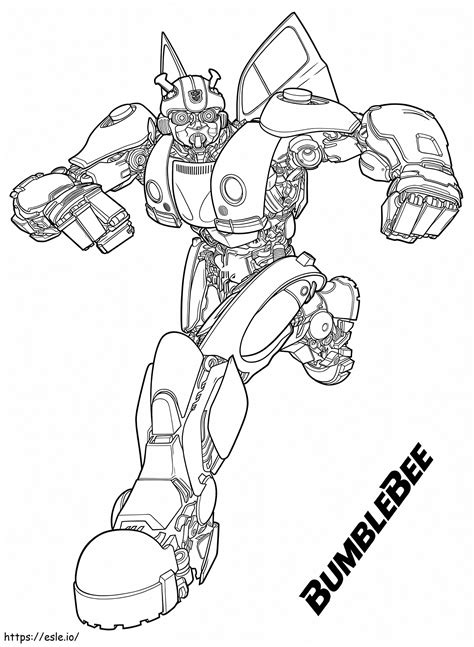 走るバンブルビー ぬりえ 塗り絵