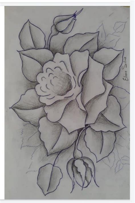Pin de Juana Esteban em pintura en tela Riscos de rosas Esboço de