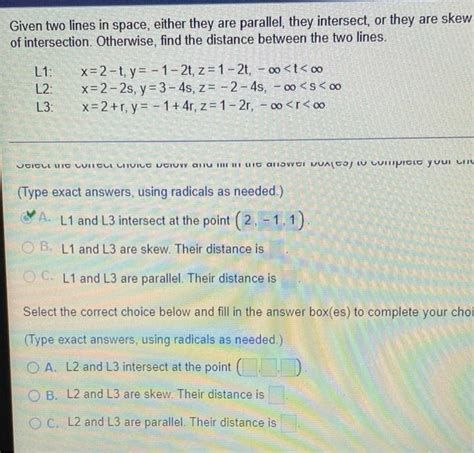 solved given two lines in space either they are parallel