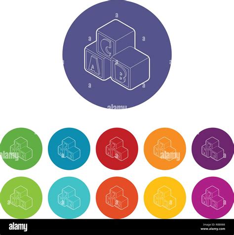 Alphabet Cubes With Letters A B C Icons Set Vector Color Stock Vector