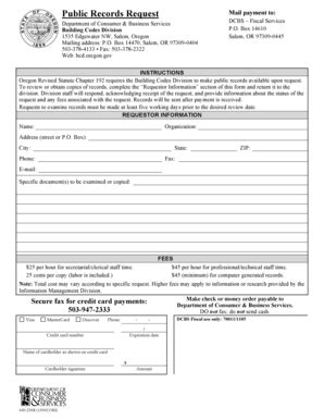 Fillable Online Bcd Oregon Public Records Request Bcd Oregon Fax