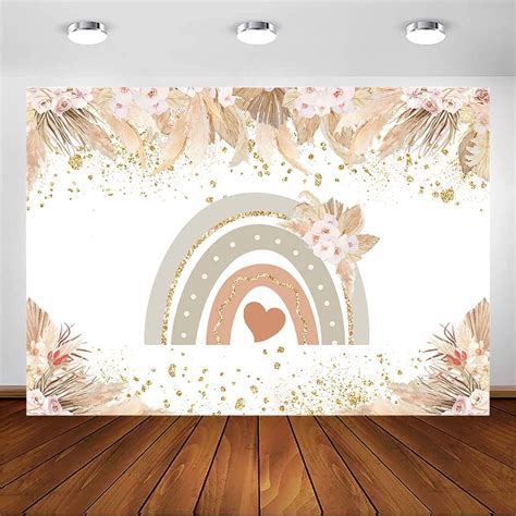 Avezano Telón de Fondo Bohemio de Arco Iris para Baby Shower Pampa