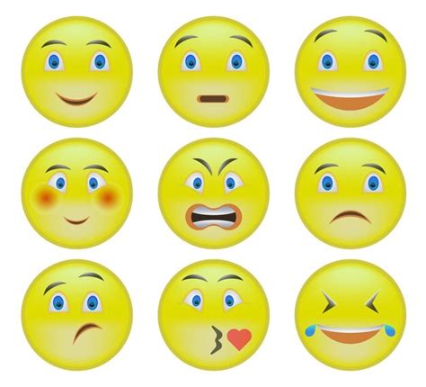 Conjunto De 9 Iconos Emoji Conjunto De Emoji De Dibujos Animados