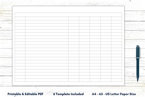 Blank Columns Chart Sheet Printable Editable Blank Worksheet Fillable