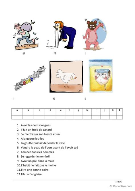 Expressions Idiomatiques Fran Ais Fle Fiches Pedagogiques Pdf Doc
