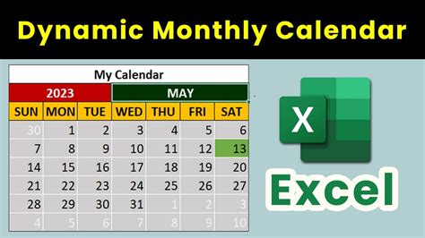 Create A Dynamic Monthly Calendar In Excel YouTube