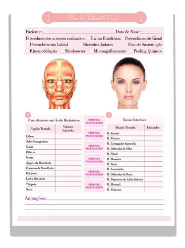 Ficha De Anamnese Tratamento Facial Botox 100 Folhas Parcelamento Sem