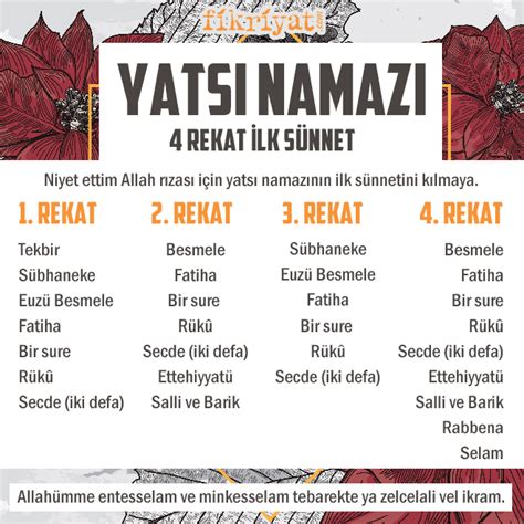 Yatsı namazı nasıl kılınır kaç rekat Yatsı namazı en geç ne zaman